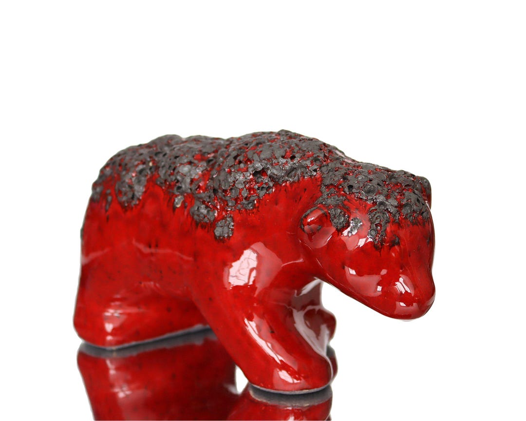 Large Ceramic Bear Figurine in Red With Lava Glaze - OTTO KERAMIK - Etsy