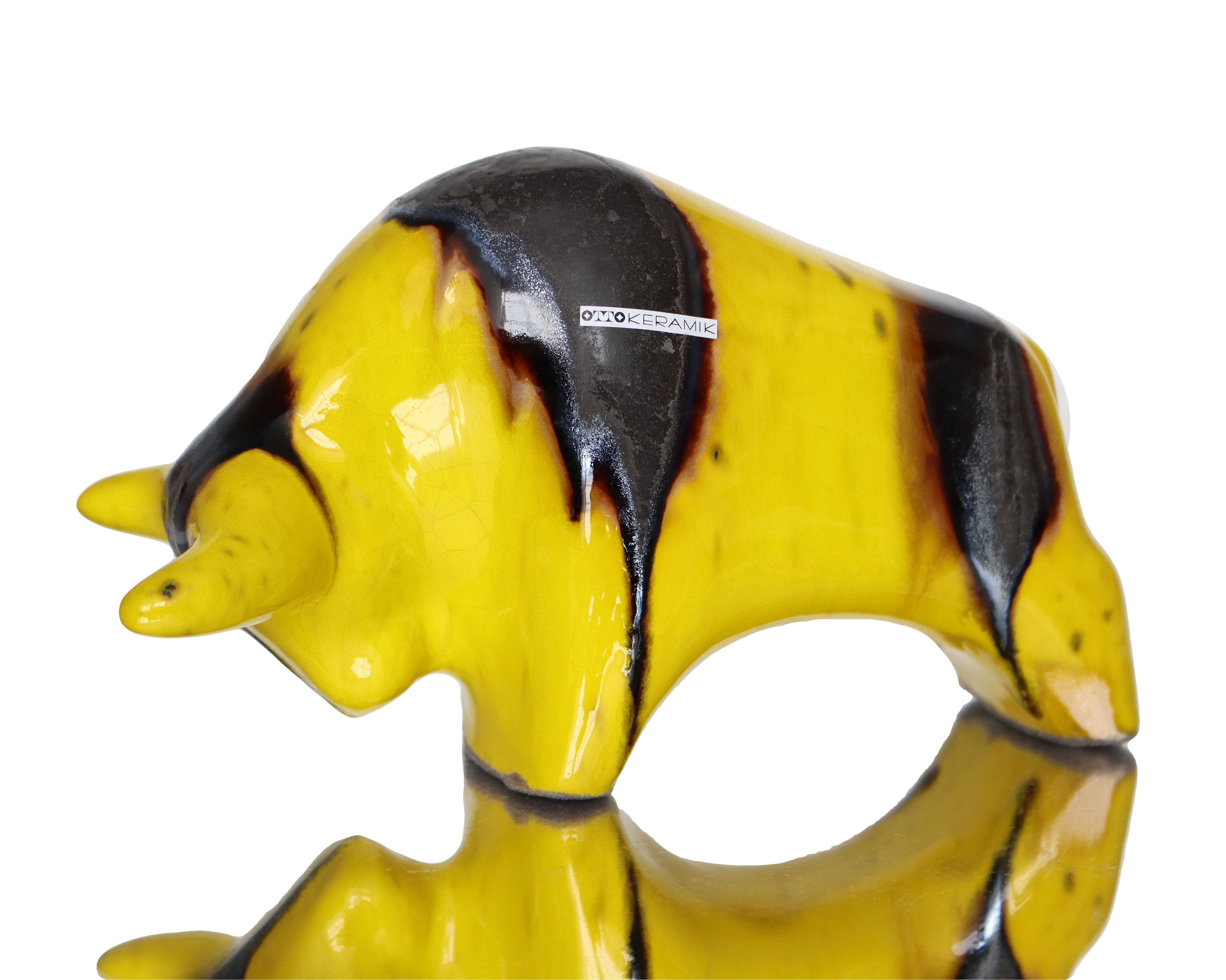 Ceramic Bull Figurine in Yellow With Lava Glaze - OTTO KERAMIK - Etsy
