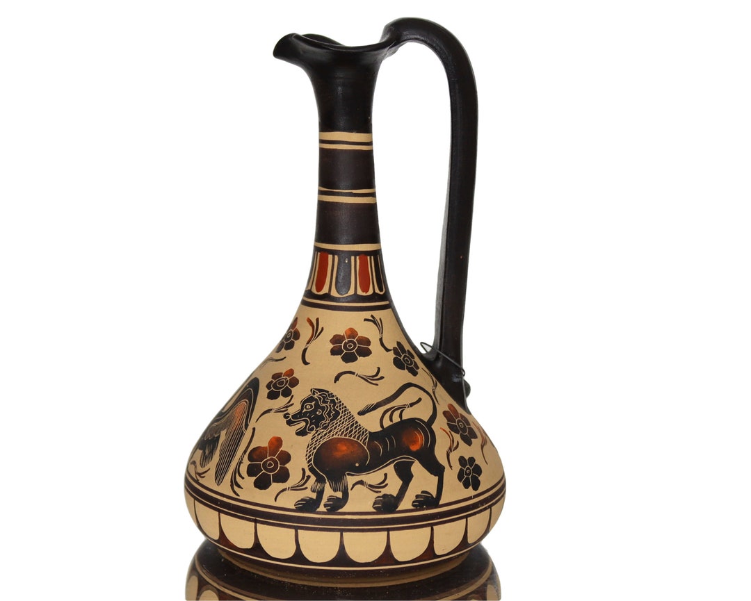 Museum Replica Ancient Greek Ceramic Pitcher With Wild Animal Decor ...