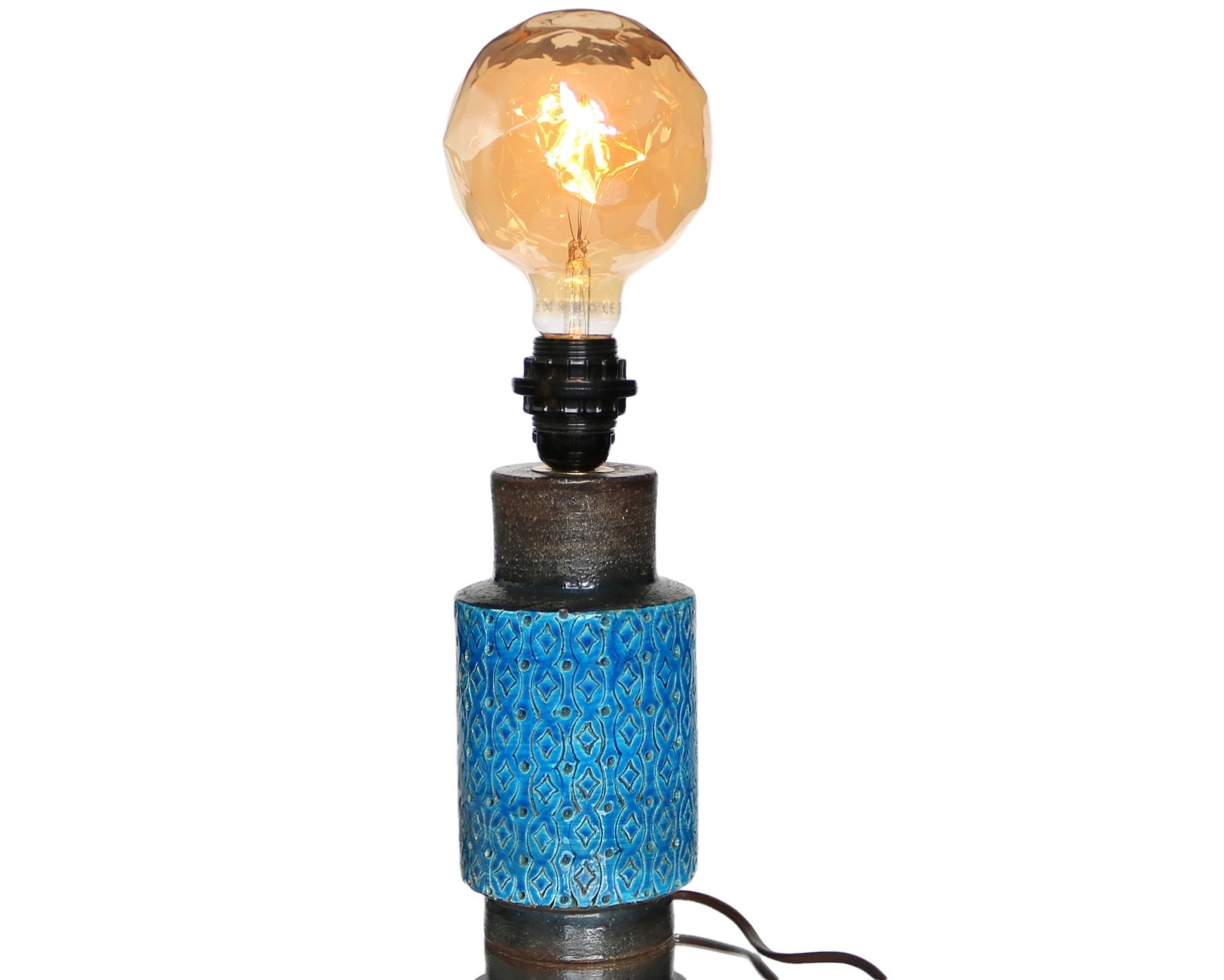 BITOSSI Ceramic Table Lamp Base in Blue & Brown Italy - Etsy
