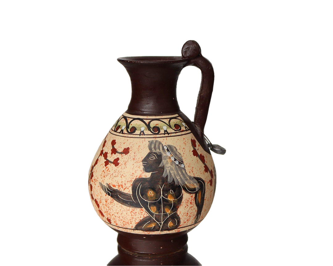 Museum Replica - Ancient Greek Ceramic Pitcher With Hand Painted Decor ...