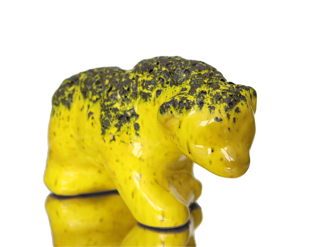 Large Ceramic Bear Figurine in Yellow With Lava Glaze - OTTO KERAMIK - Etsy