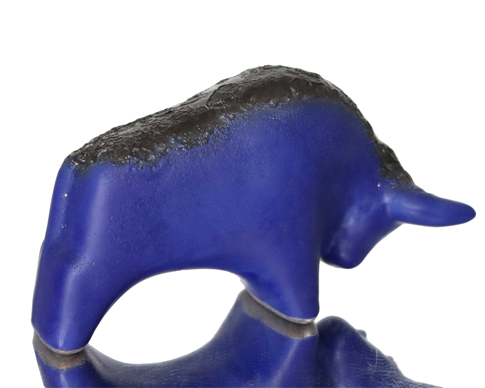 Ceramic Bull Figurine in Blue With Lava Glaze - OTTO KERAMIK - Etsy