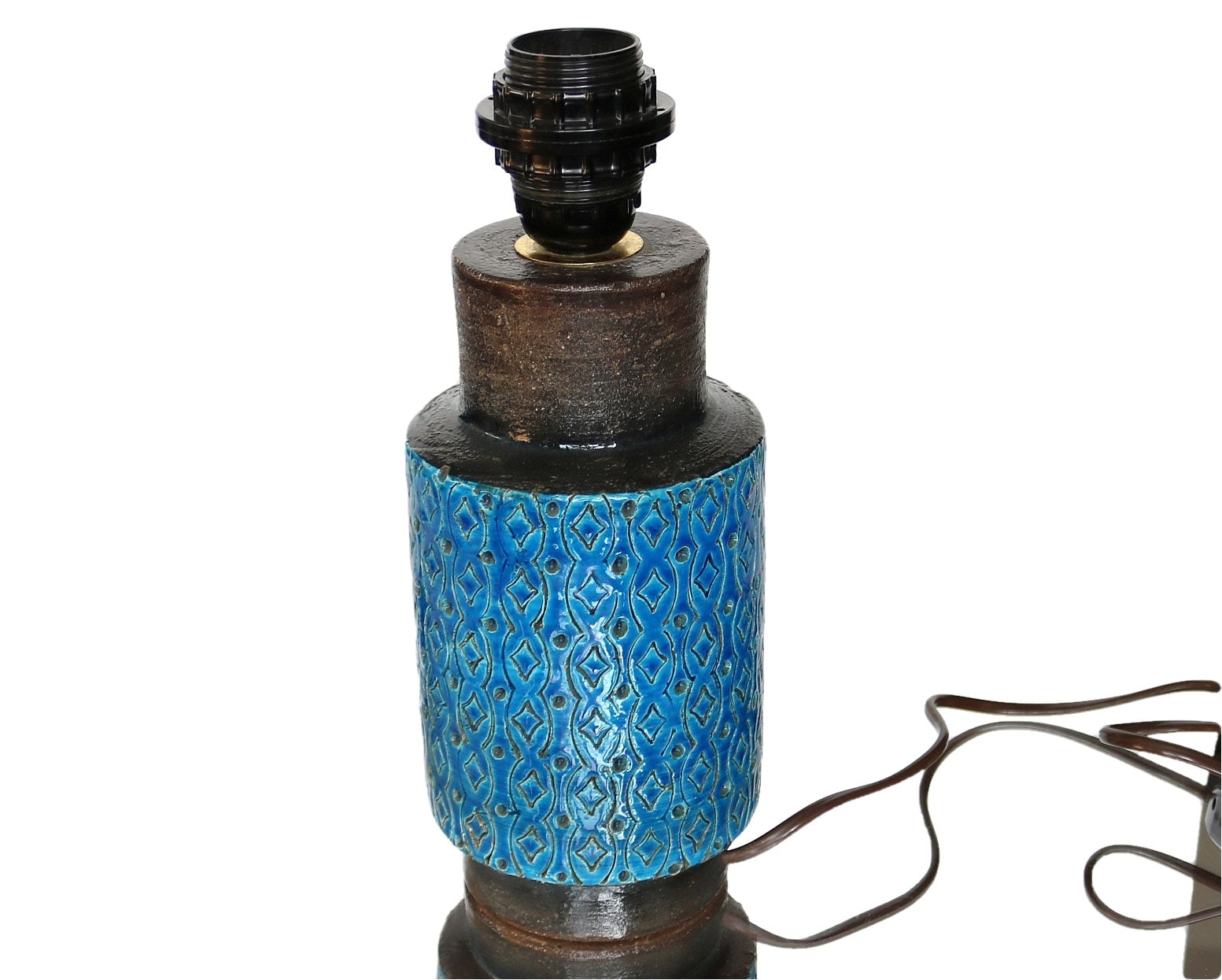 BITOSSI Ceramic Table Lamp Base in Blue & Brown Italy - Etsy
