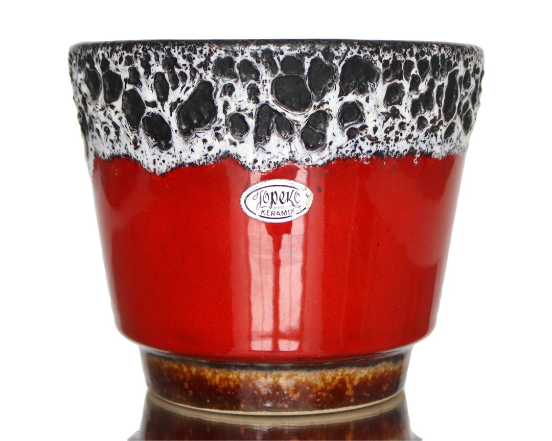 JOPEKO Ceramic Planter - Cachepot - Flower Pot in Red With Lava Glaze ...