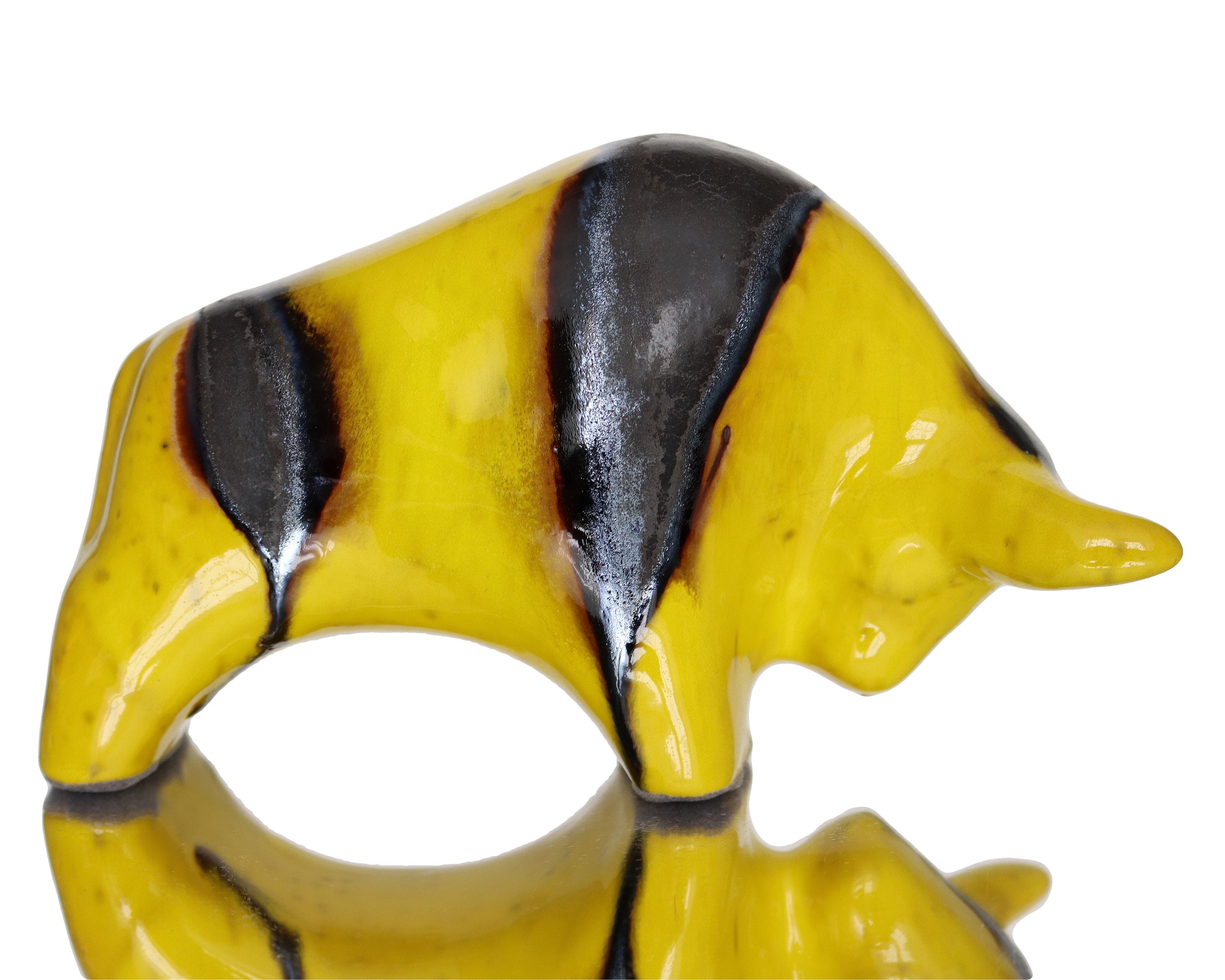 Ceramic Bull Figurine in Yellow With Lava Glaze - OTTO KERAMIK - Etsy