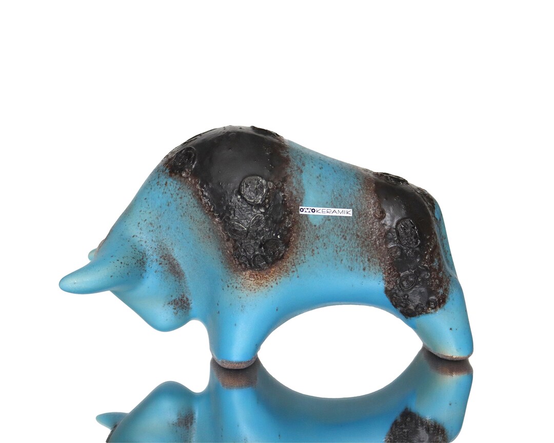 Ceramic Bull Figurine With Lava Glaze - OTTO KERAMIK - Etsy UK