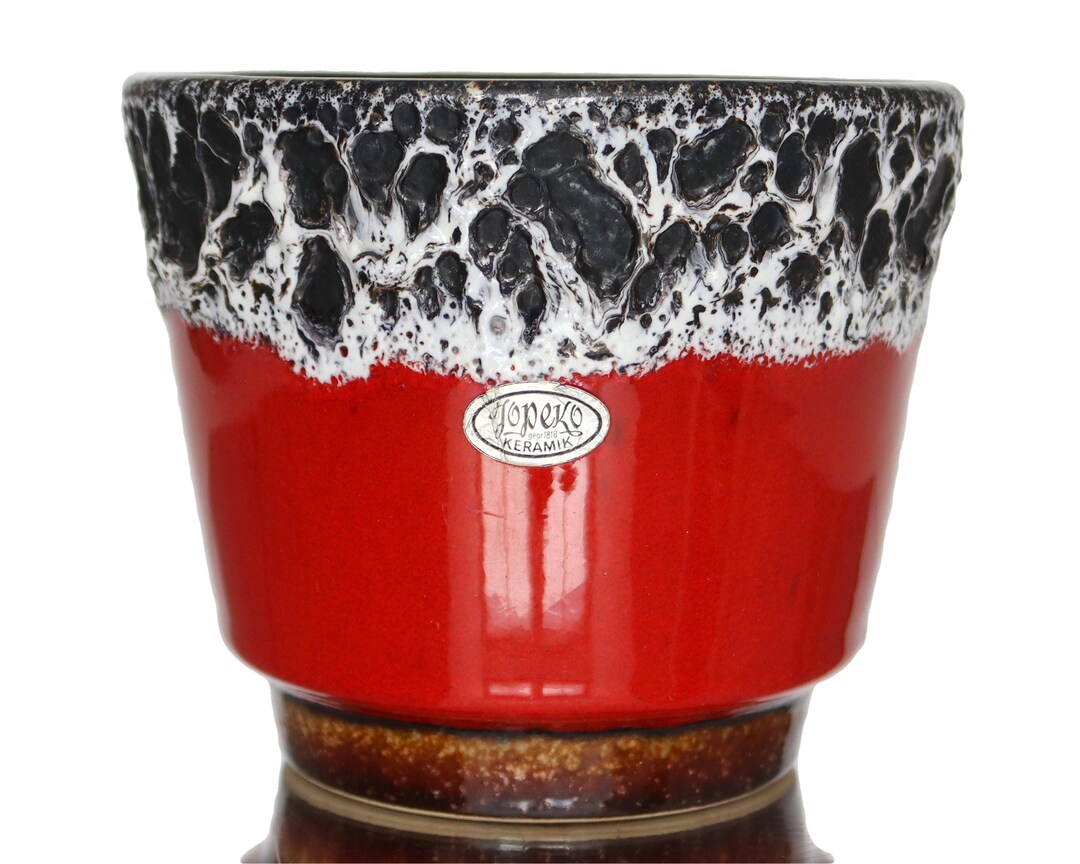 JOPEKO Ceramic Planter - Cachepot - Flower Pot in Red With Lava Glaze ...