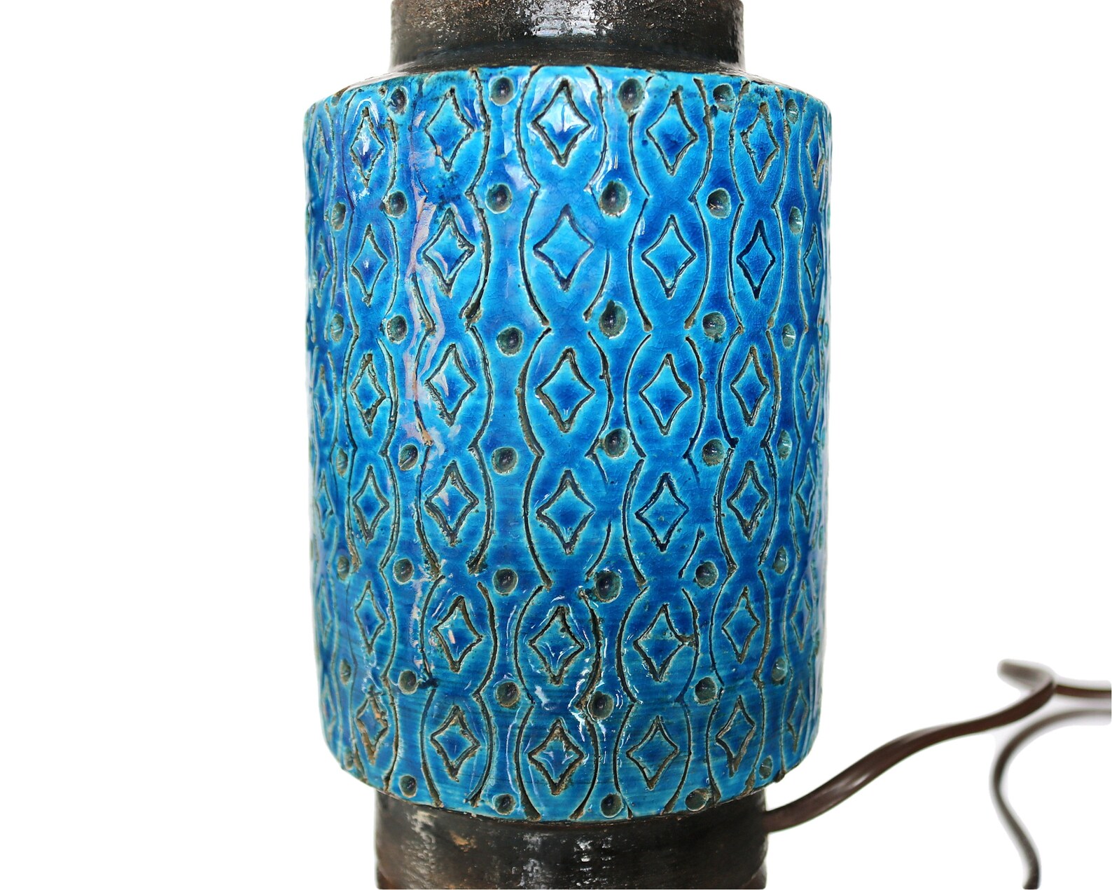 BITOSSI Ceramic Table Lamp Base in Blue & Brown Italy - Etsy