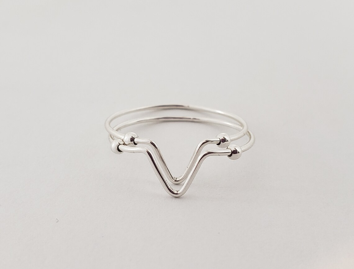 Chevron Stacking Ring Chevron Spinner Ring Sterling Silver | Etsy