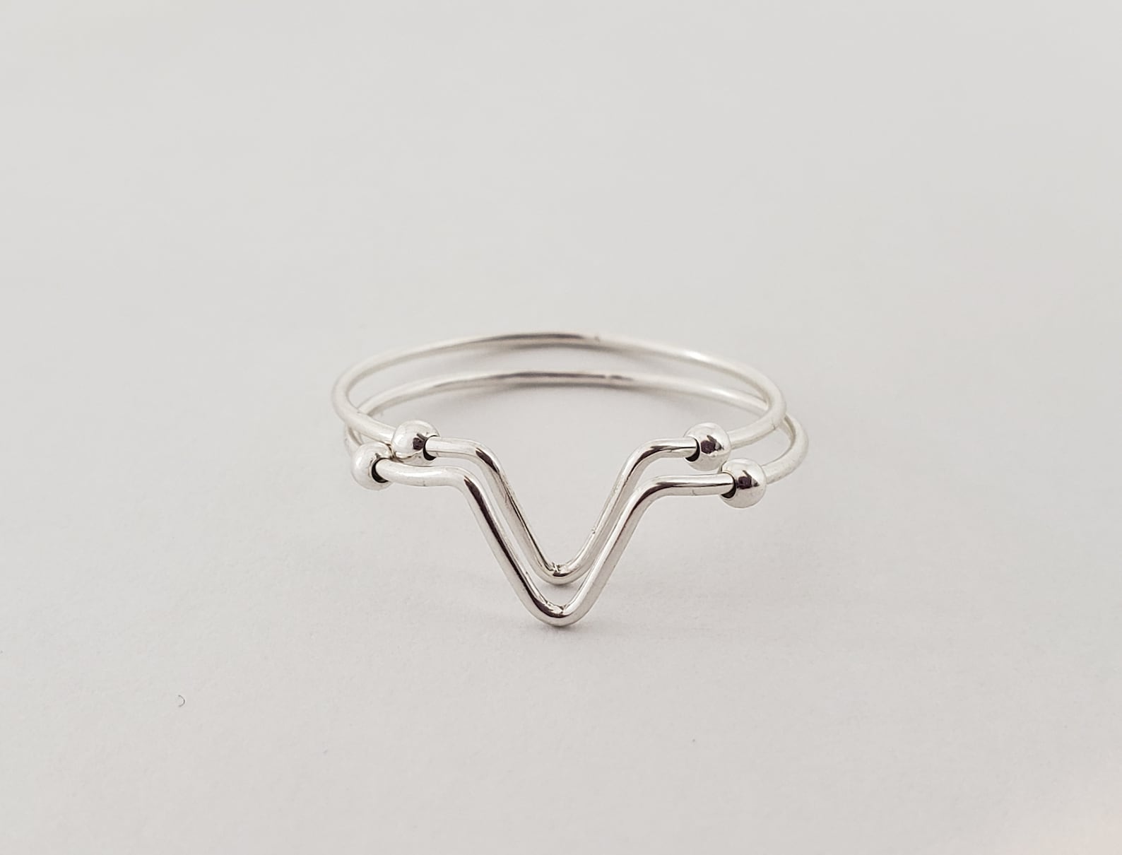 Chevron Stacking Ring, Chevron Spinner Ring, Sterling Silver Stacking ...
