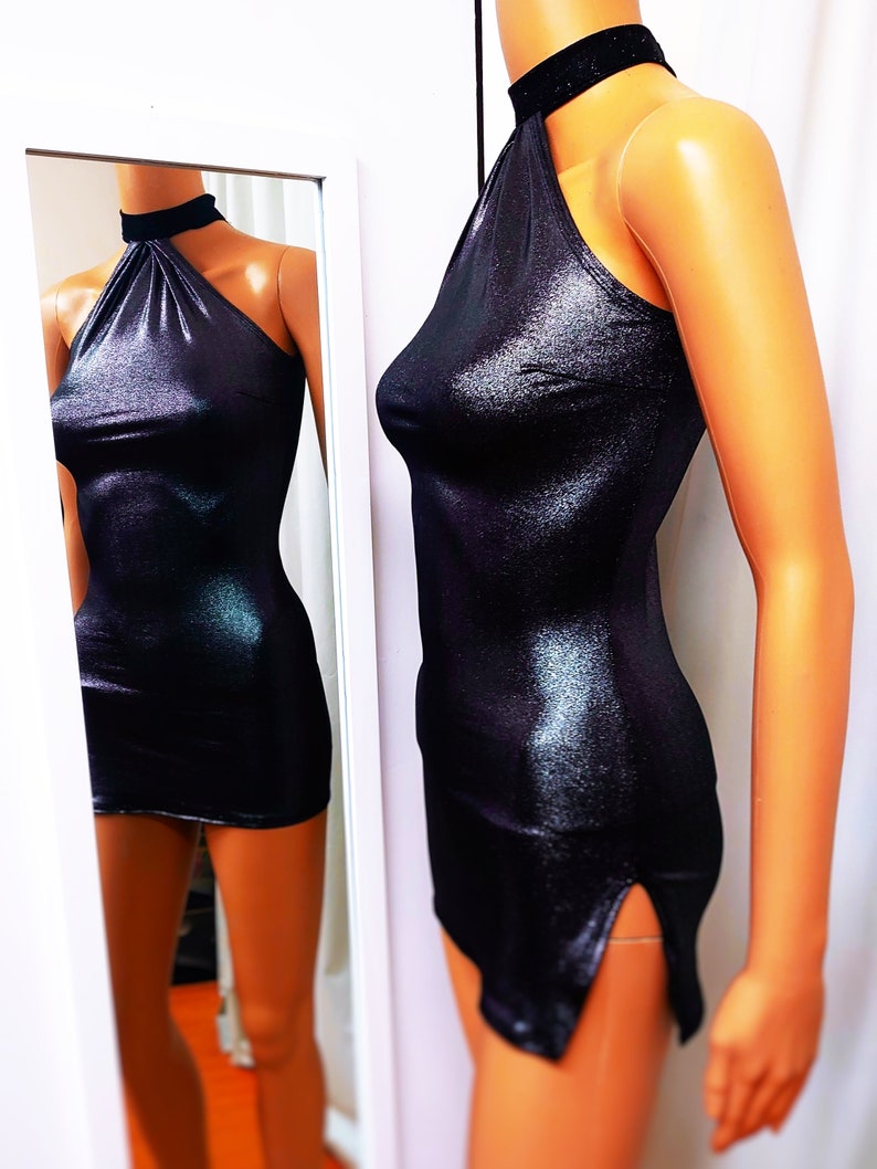 Tina Modeled After Tina Turner's Iconic Dress High Neck, Shoulderless Mini Dress Made of ...