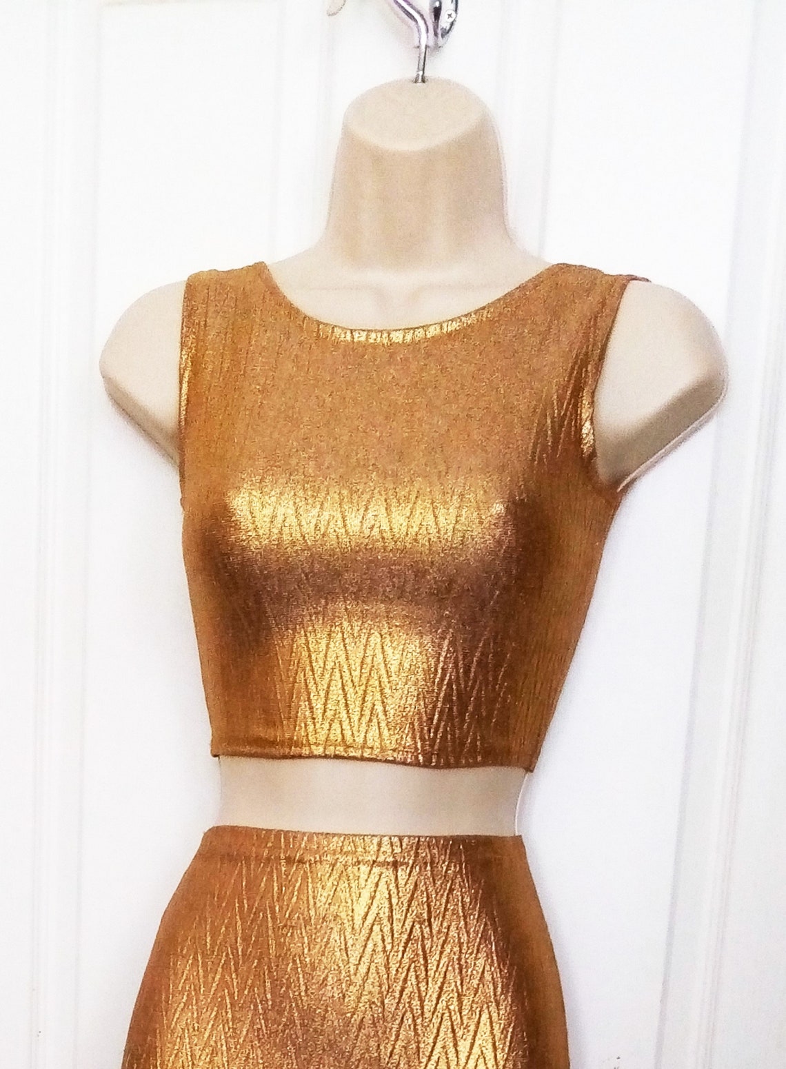 Backless Metallic Silver or Gold Crop Top | Etsy