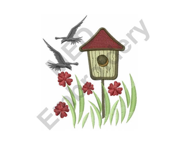 Birdhouse Machine Embroidery Design Bird Embroidery Etsy