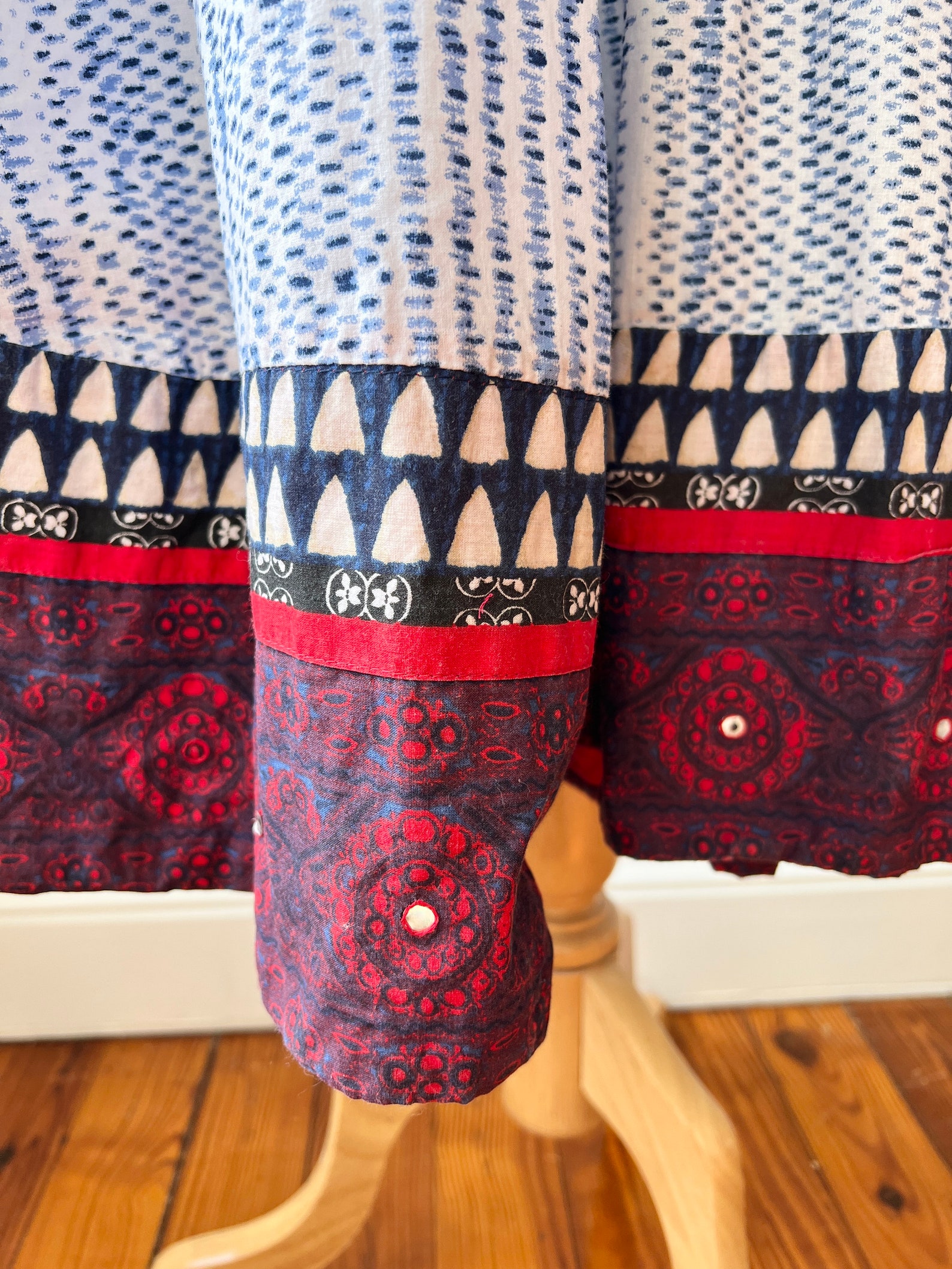 Vintage Indian Cotton Batik Print Dress Size Med, Biba Blue Caftan ...