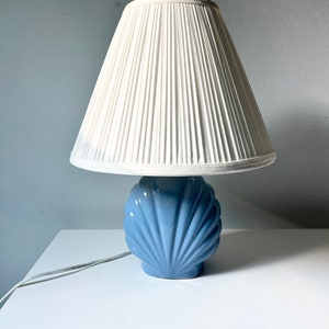 Vintage 80s Blue Shell Lamp, Beach House Pottery Lamp, Ceramic Table ...