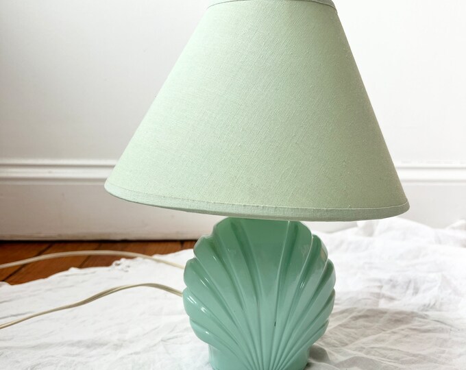 Vintage 80s Blue Shell Lamp, Beach House Pottery Lamp, Ceramic Table ...