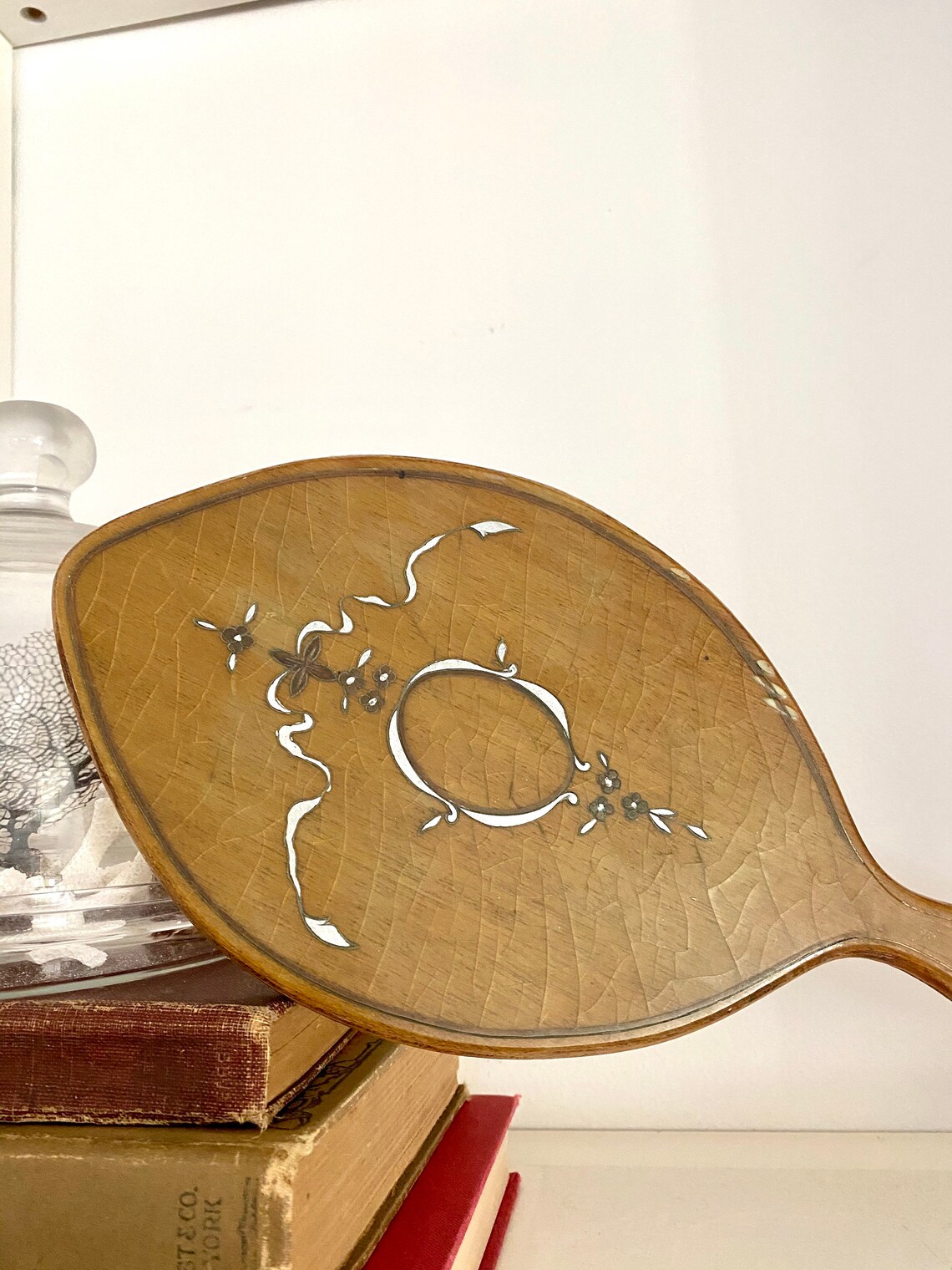 Vintage Hand Painted Wood Hand Mirror, Coquette Handheld Arts and ...