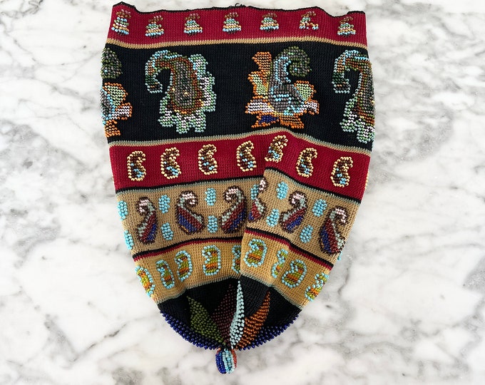 Antique Edwardian 1920s Beaded Reticule Purse, 1920s Art Deco Beaded ...