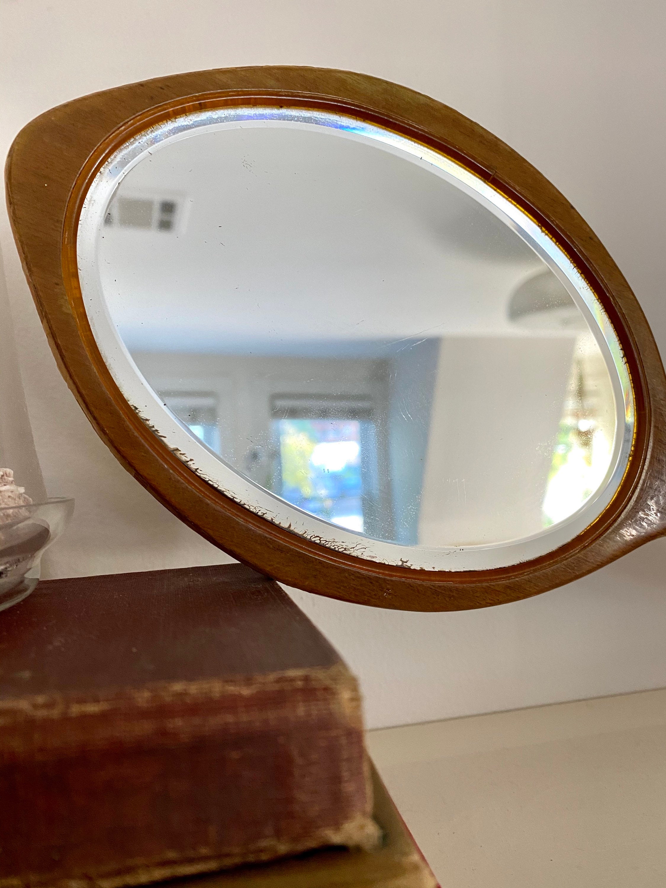 Vintage Hand Painted Wood Hand Mirror, Coquette Handheld Arts and ...