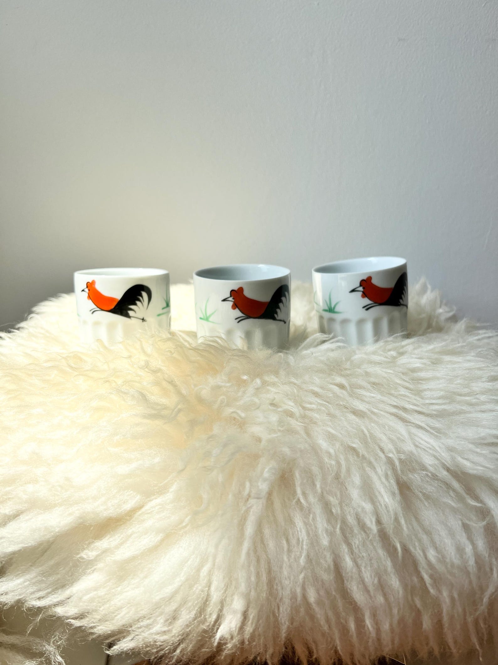 Vintage Ceramic Rooster Mini Cups Haindpainted Set of Three, Sake ...