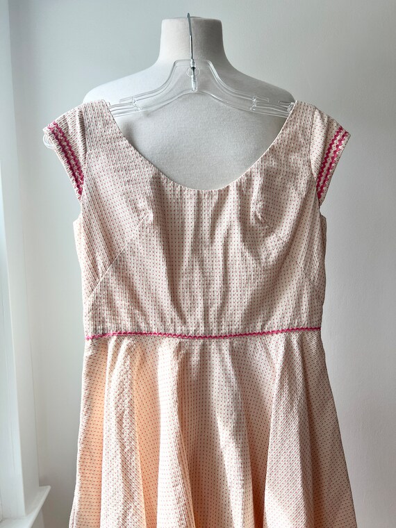 1950s style pink fit and flare pink dot dress, ric ra… - Gem