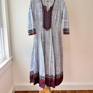 Vintage Indian Cotton Batik Print Dress Size Med, Biba Blue Caftan ...