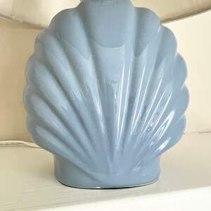 Vintage 80s Blue Shell Lamp, Beach House Pottery Lamp, Ceramic Table ...