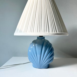 Vintage 80s Blue Shell Lamp, Beach House Pottery Lamp, Ceramic Table ...