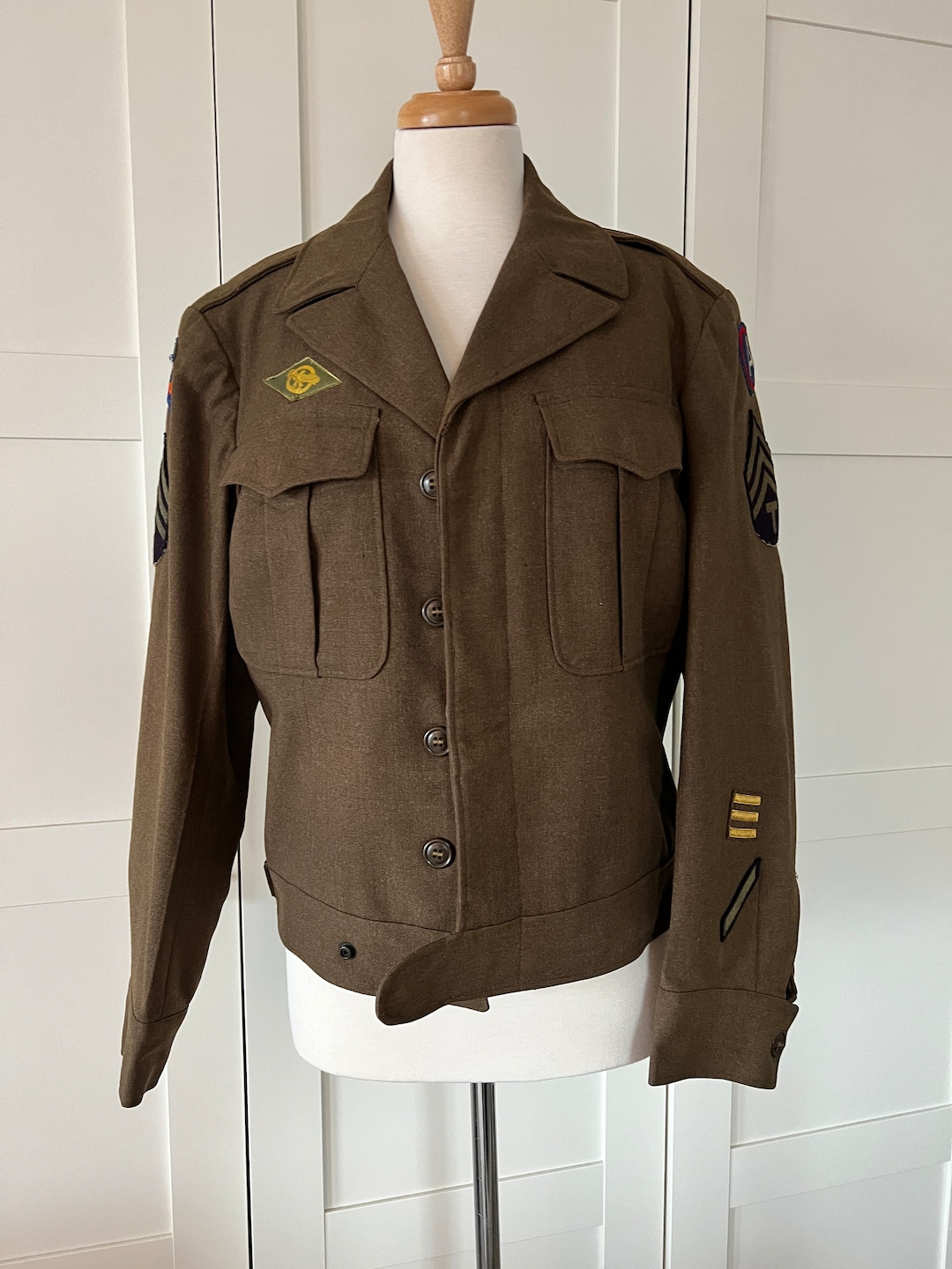 Vintage 1940s WWII Military Jacket Size 36, Army Green Wool Jacket - Etsy