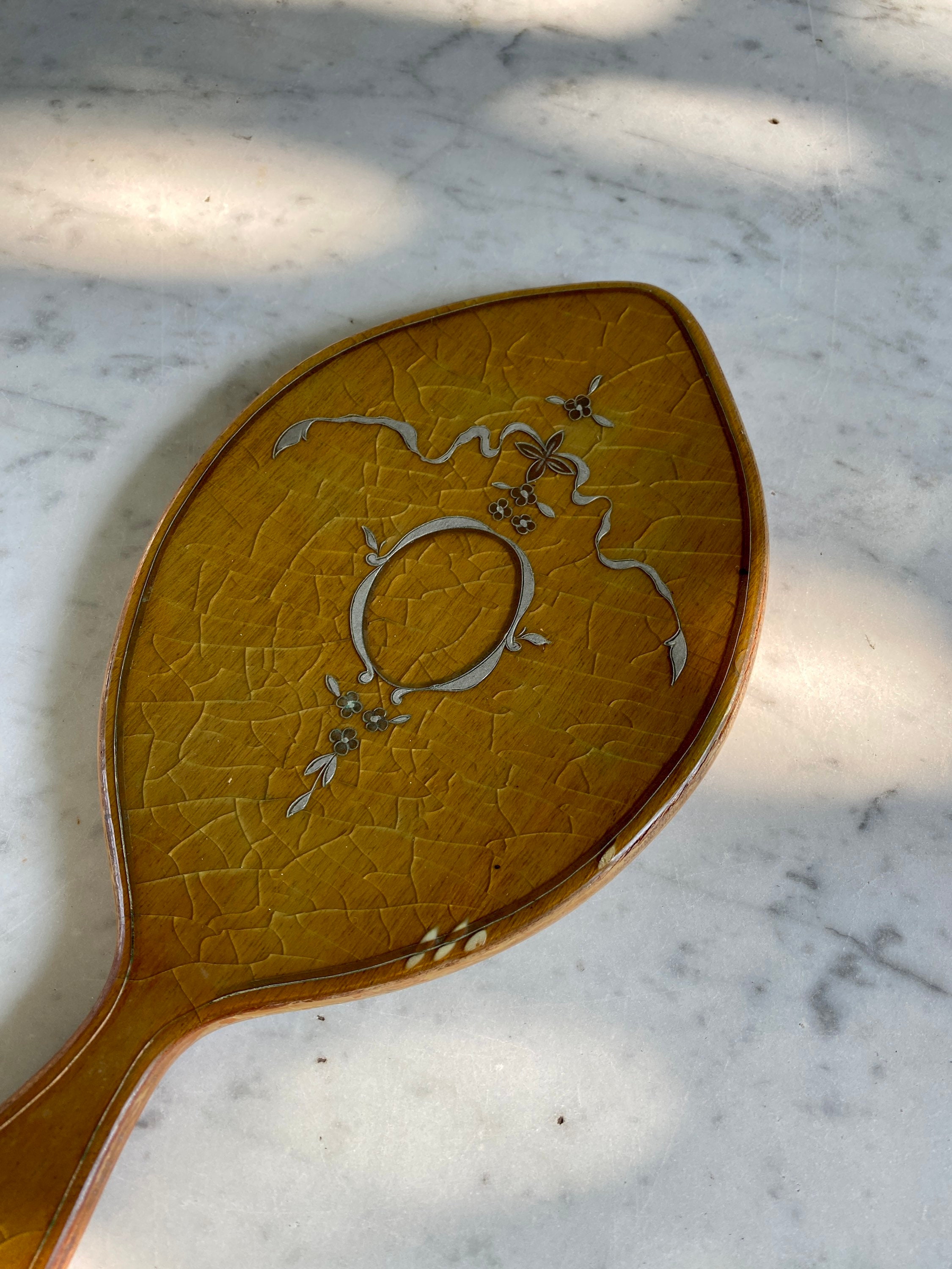 Vintage Hand Painted Wood Hand Mirror, Coquette Handheld Arts and ...