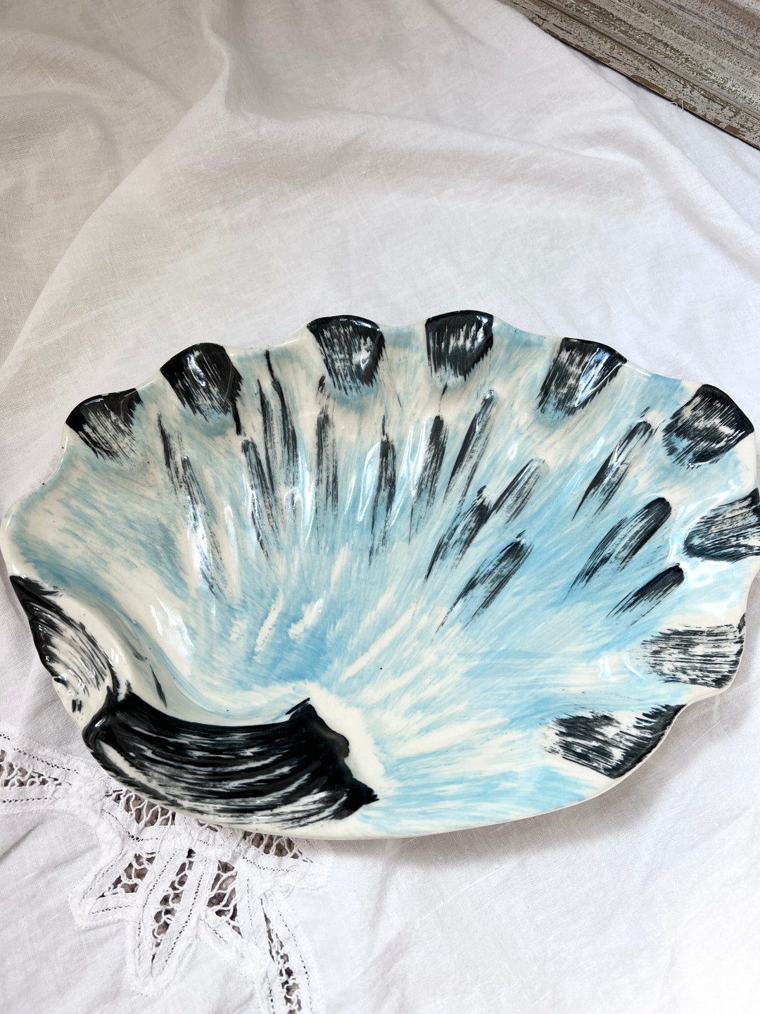 Vintage Ceramic Seashell Catch All Tray Platter, Mcm Clamshell ...