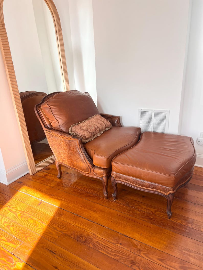 Vintage Ethan Allen French Louis XV Style Striped Versailles Bergere ...