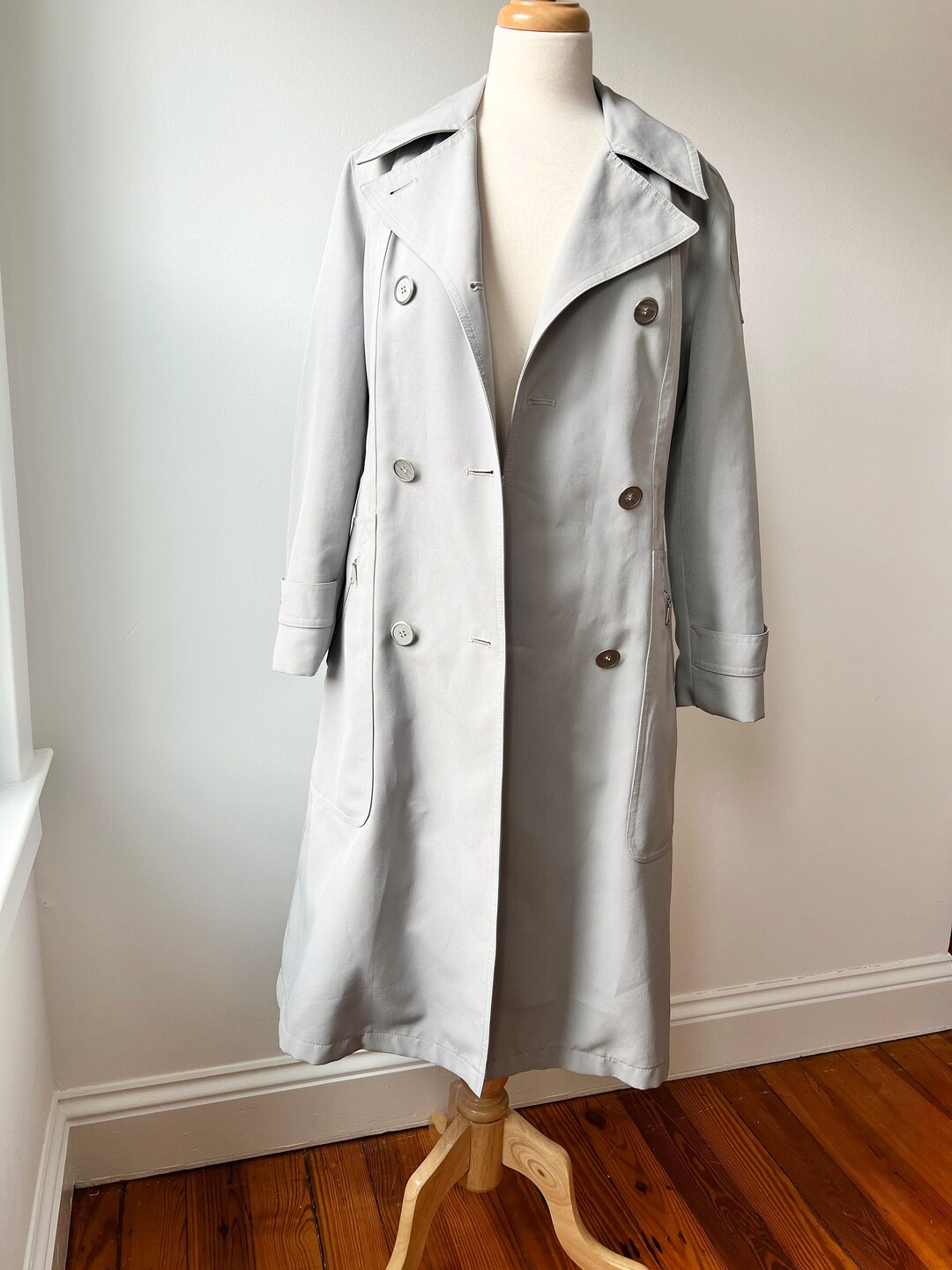 Vintage Grey Rain Coat Trench Coat Size Sm/med, Minimalist Chic Coat by ...