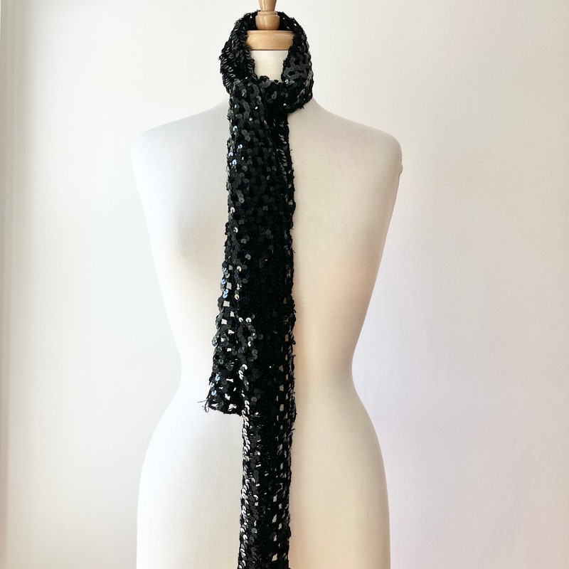 Black Sequin Scarf - Etsy