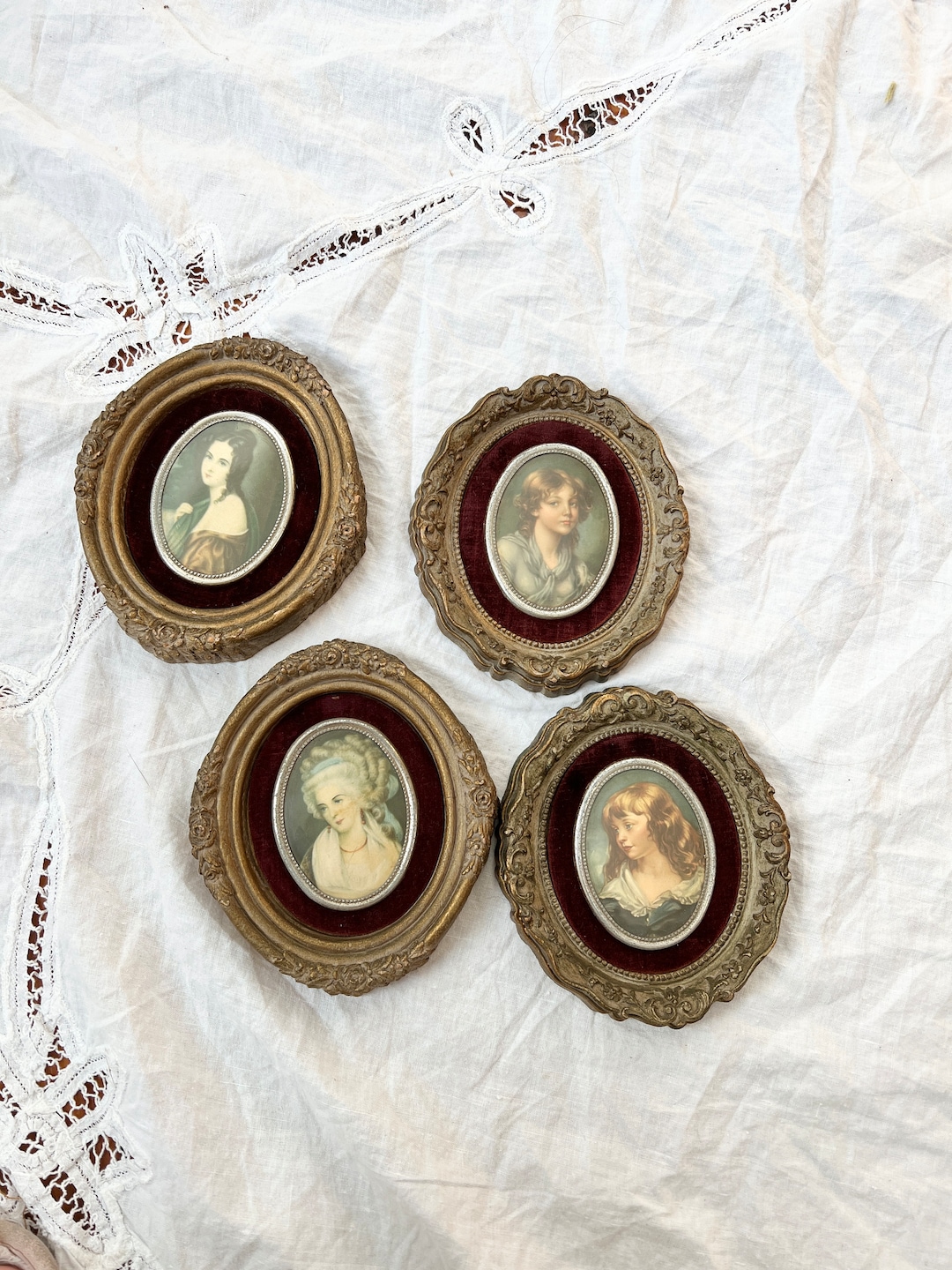 Vintage 50s Mcm Cameo Portraits by Cameo Creations, Set of Four Ornate ...