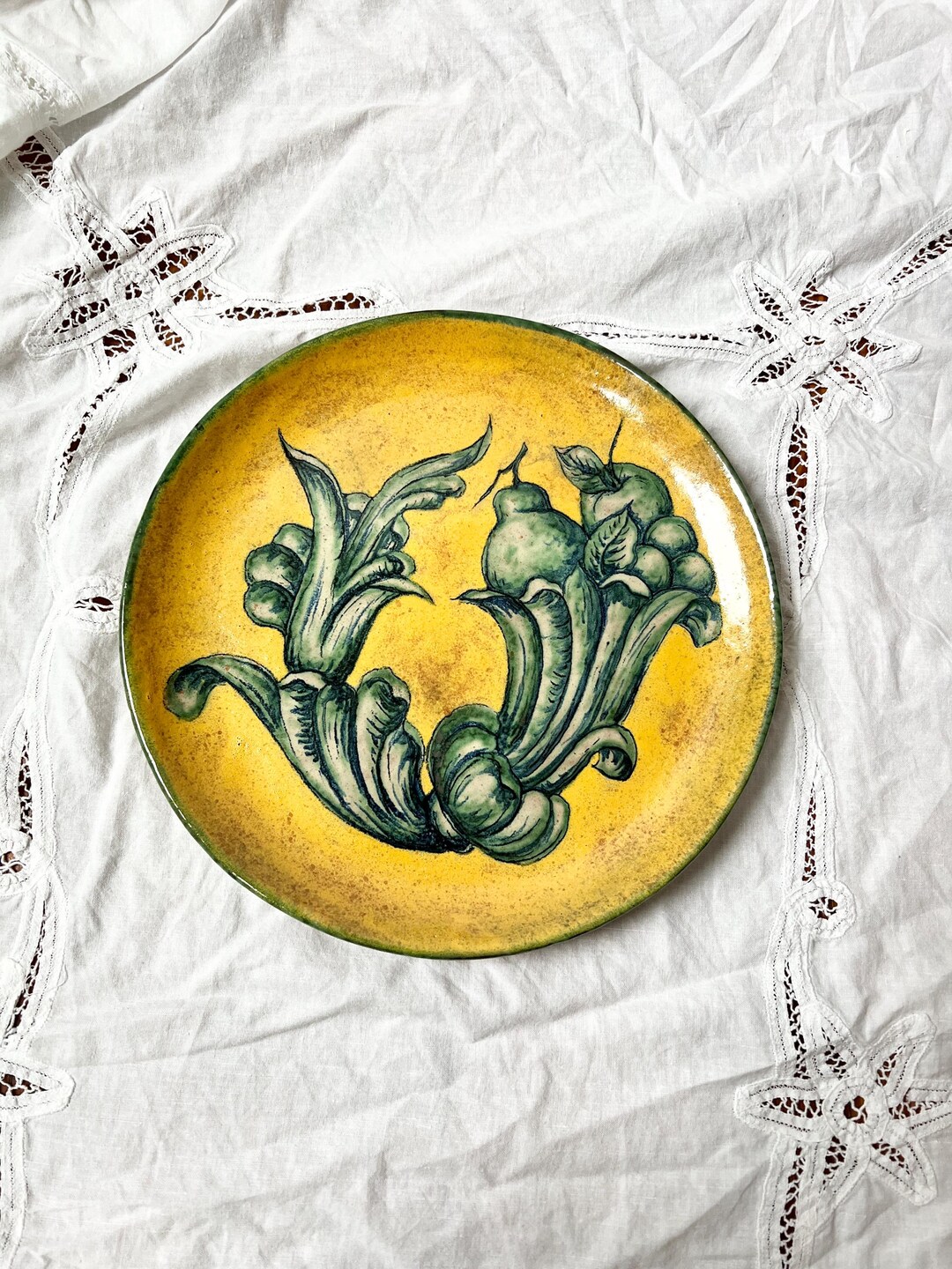 Vintage CAPELO Mexican Pottery Fruit Plate Wall Plaque Signed Heavy ...