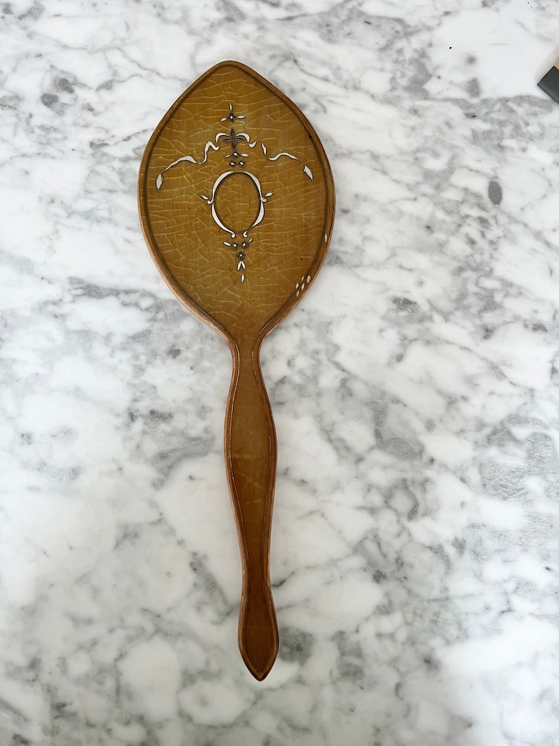 Vintage Hand Painted Wood Hand Mirror, Coquette Handheld Arts and ...