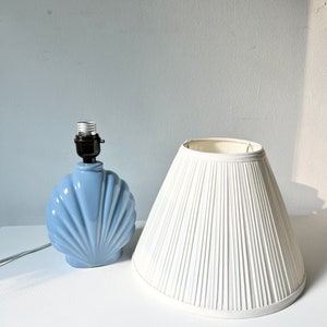 Vintage 80s Blue Shell Lamp, Beach House Pottery Lamp, Ceramic Table ...