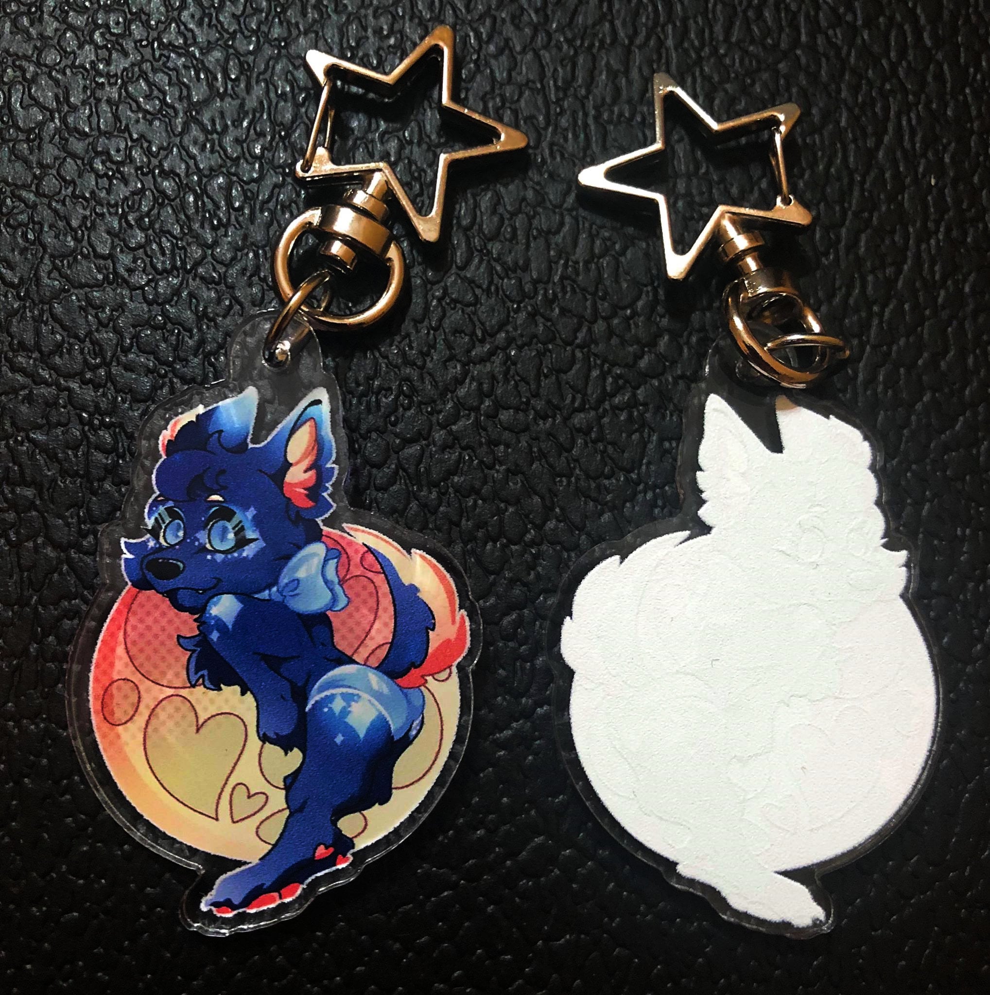 Furry: Full Moon Chibi Wolf Charm - Etsy