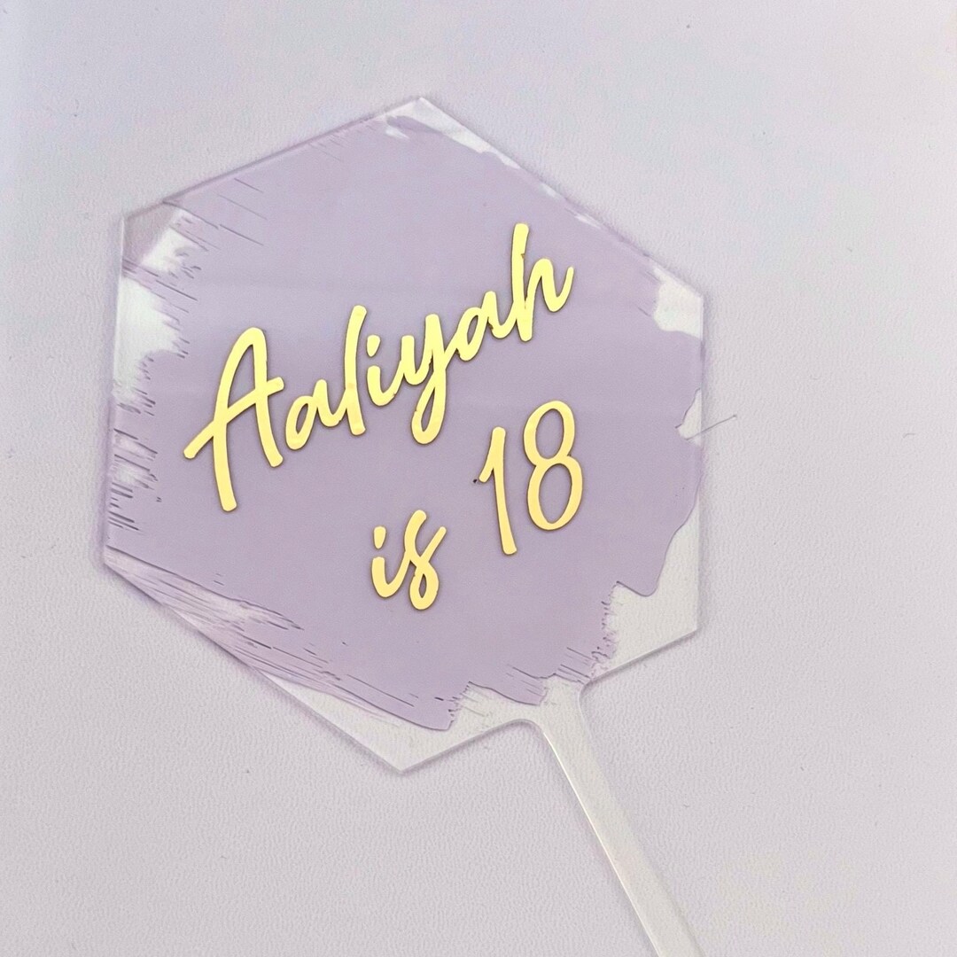 Birthday Cake Topper, Personalised Party Decor, Acrylic Topper, Hand ...