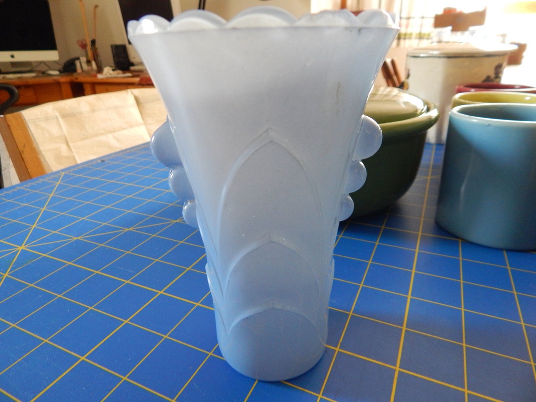 Light Blue Fire King Azurite Delphite Flower Vase Vintage Fire-king ...