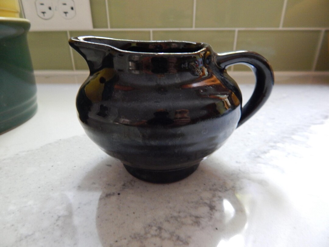 RARE Bauer Pottery Ring Ware Black Glaze Mini Creamer - Small Bauerware ...