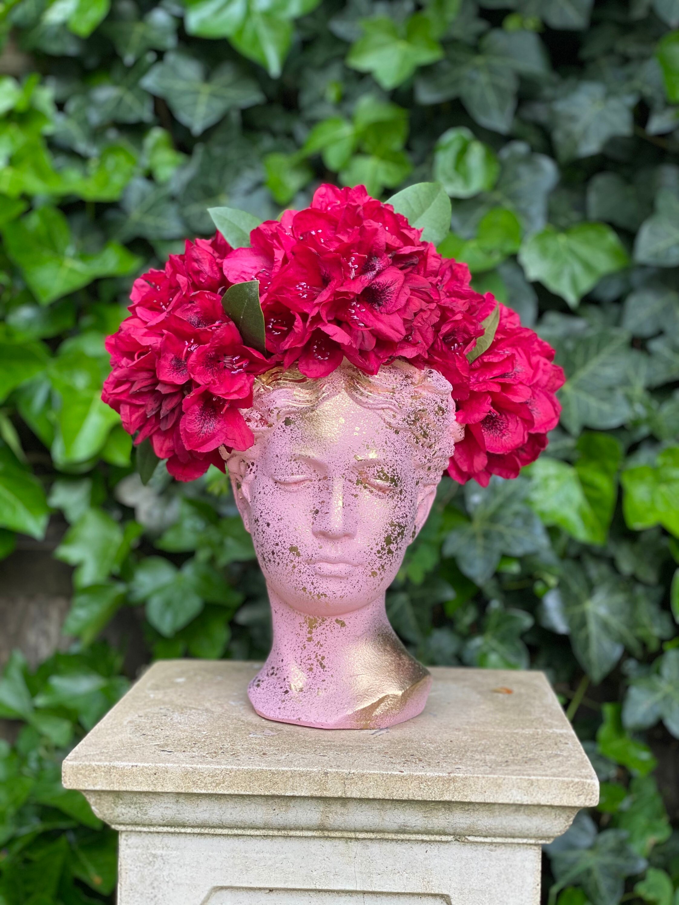 Goddess Grecian Head Face Bust Flower Vase / Pot Pink and Gold - Etsy UK