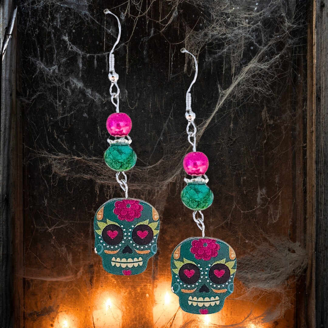 Halloween Earrings -day of the Dead Earrings -skull Earrings -kawaii ...
