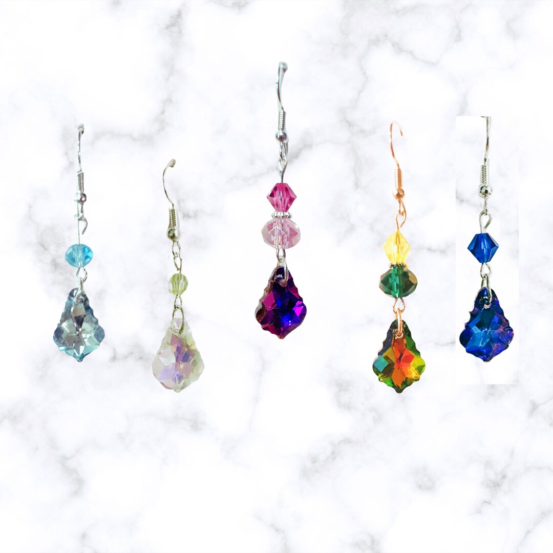 Teardrop Crystal Earrings MANY COLORS Elegant Teardrop Jewelry Mother's ...