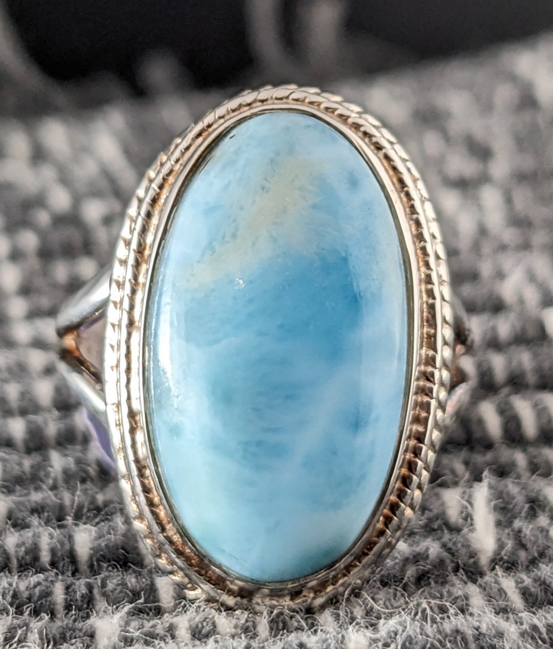 Larimar Ring Sterling Silver Larimar Ring Larimar Rings - Etsy