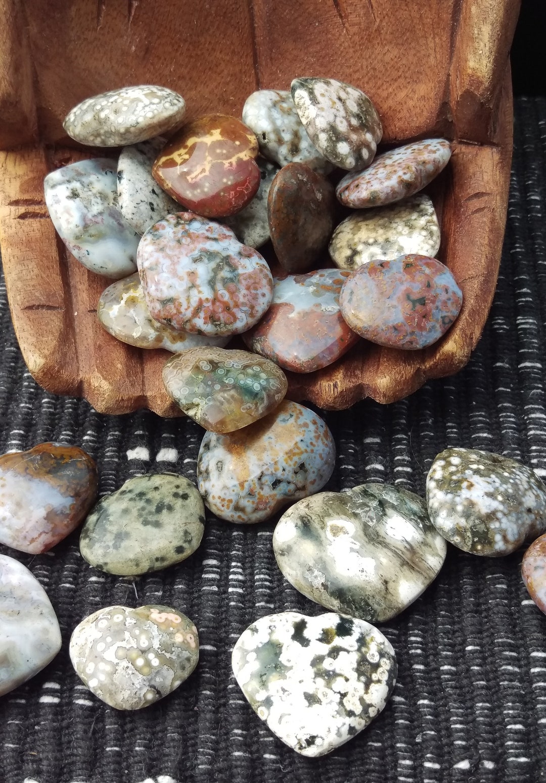 Ocean Jasper Mini Hearts - Etsy