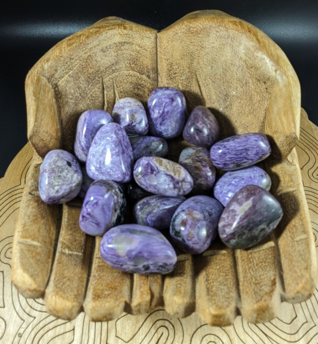 Charoite Tumbled Stone, Tumbled Stone, Pocket Stone, Purple, Polished ...