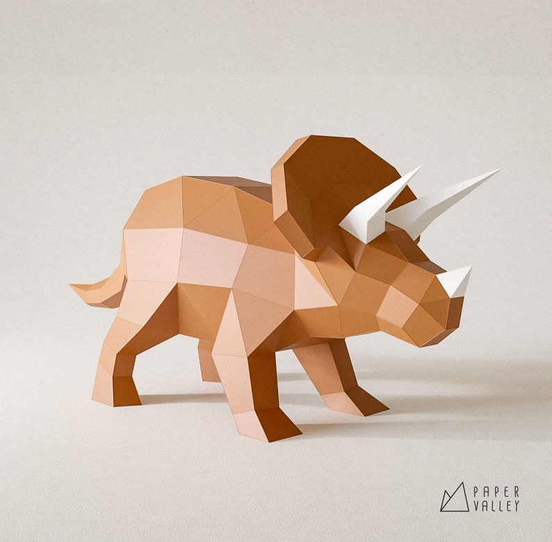 Triceratops Papercraft, Dinosaur DIY Home Decor, Paper Animal Sculpture ...